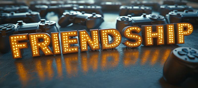 The Bond of Gamers Friendship Lettering Against a Backdrop of Game ...