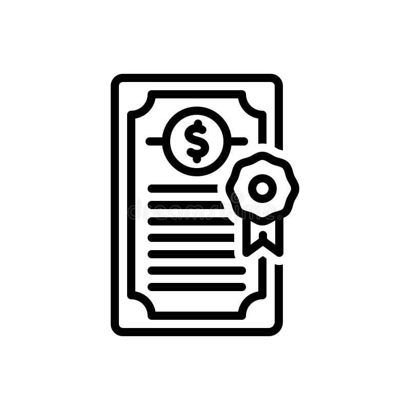 Black Line Icon for Bond, Bond Paper and Stamp Stock Vector ...