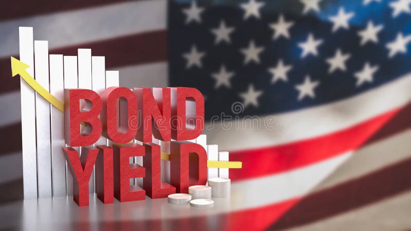 The Bond Yield and Chart on USA Flag for Business Concept 3d Rendering ...
