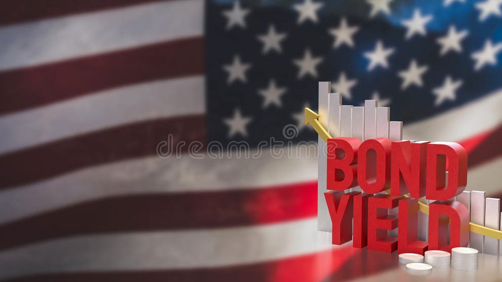 The Bond Yield and Chart on USA Flag for Business Concept 3d Rendering ...