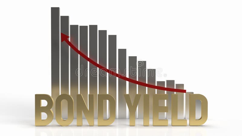 The Bond Yield Gold Word and Chart Arrow Up for Business Content 3d ...