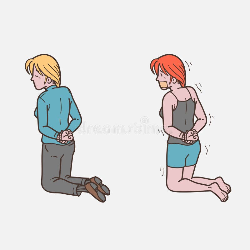 Girl Kidnap with Mysterious Person in Back, Criminal Scene Cartoon ...