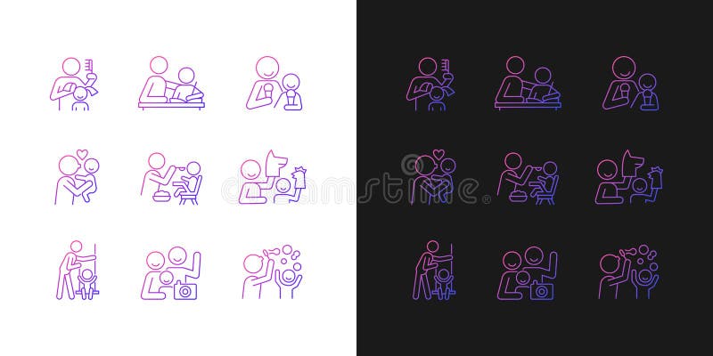 Bonding Activity Gradient Icons Set for Dark and Light Mode Stock ...