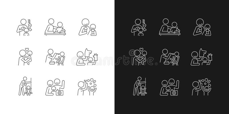 Bonding Activity Linear Icons Set for Dark and Light Mode Stock Vector ...