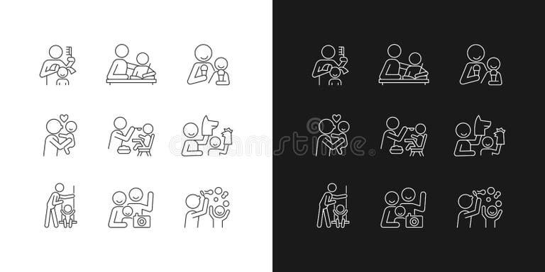Bonding Activity Linear Icons Set for Dark and Light Mode Stock Vector ...