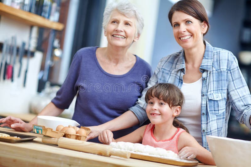 Bonding while Baking Biscuits. a Three Generational Family Baking ...