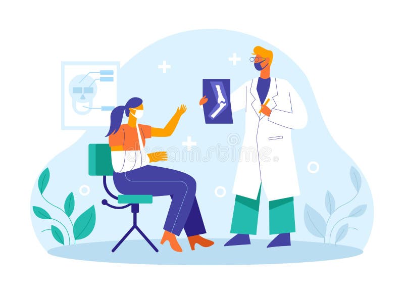 Bone Doctor Checking Patients Illustration Concept Vector Stock ...