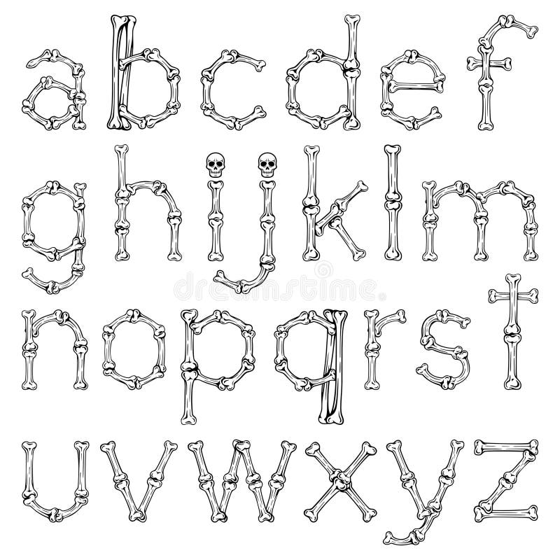 Bone font alphabet letters stock vector. Illustration of skull - 328902440