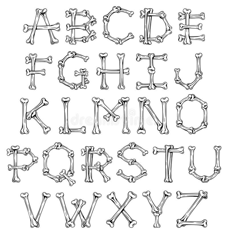 Bone font alphabet letters stock vector. Illustration of cartoon ...