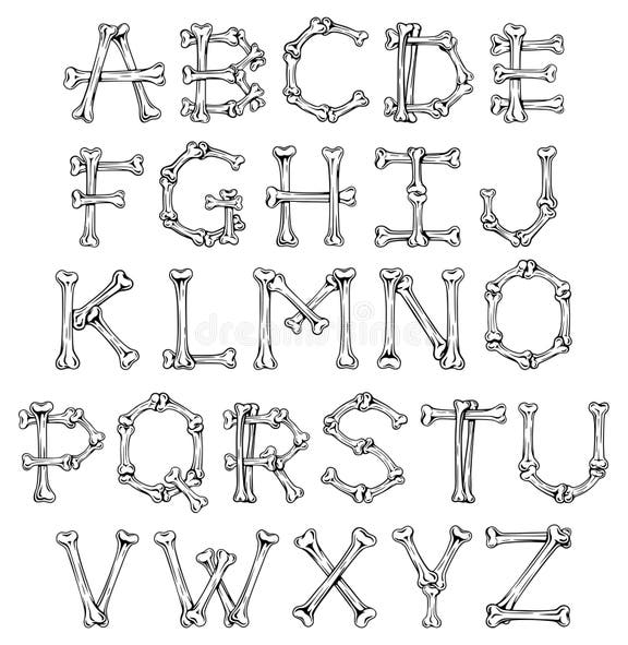 Bone font alphabet letters stock vector. Illustration of cartoon ...