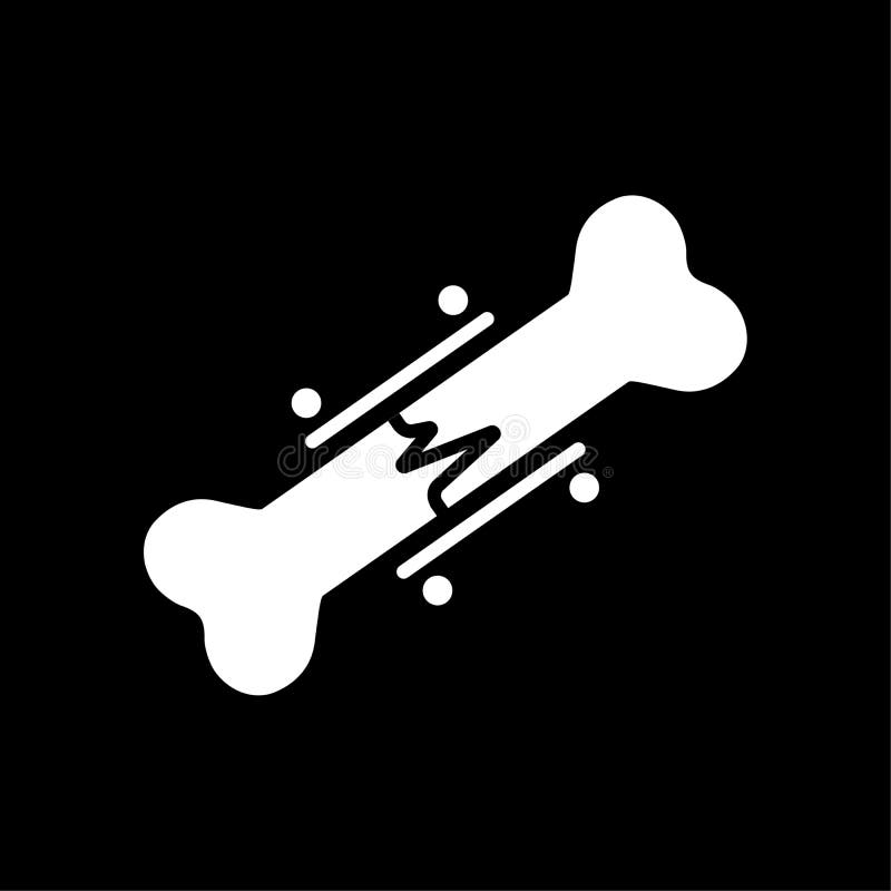 Bone Fracture Icon on Black Background. Outline Bone Icon Stock Vector ...