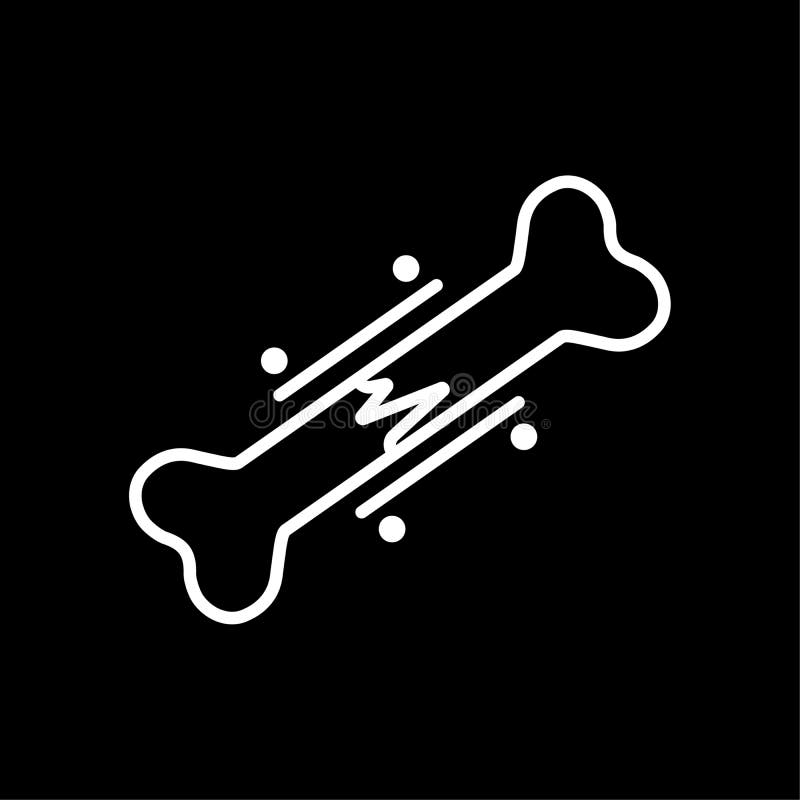 Bone Fracture Icon on Black Background. Outline Bone Icon Stock Vector ...