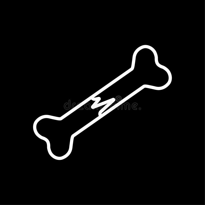 Bone Fracture Icon on Black Background. Outline Bone Icon Stock Vector ...