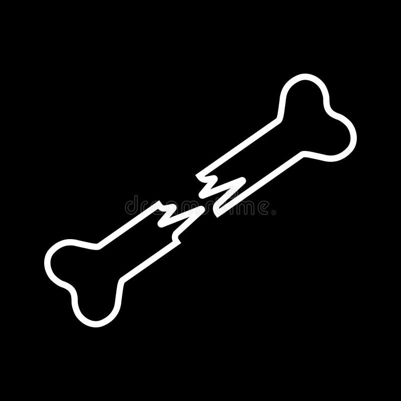 Bone Fracture Icon on Black Background. Outline Bone Icon Stock Vector ...