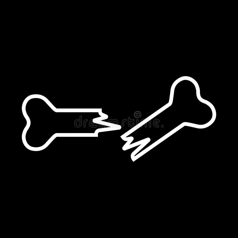 Bone Fracture Icon on Black Background. Outline Bone Icon Stock Vector ...