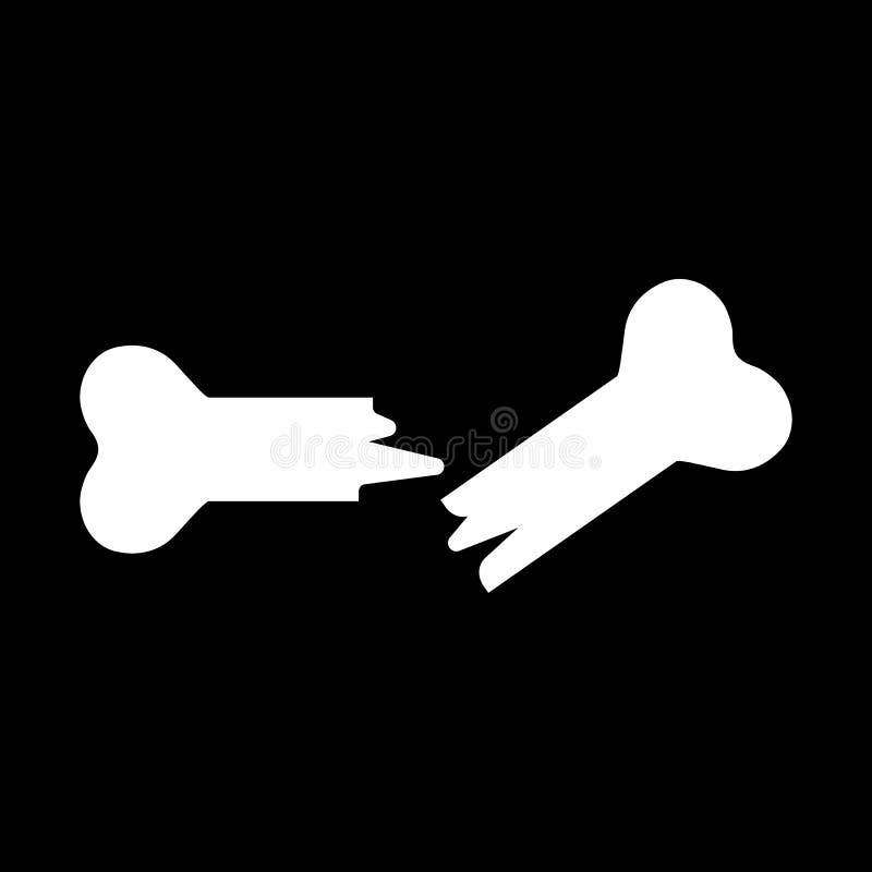 Bone Fracture Icon on Black Background. Outline Bone Icon. Stock Vector ...