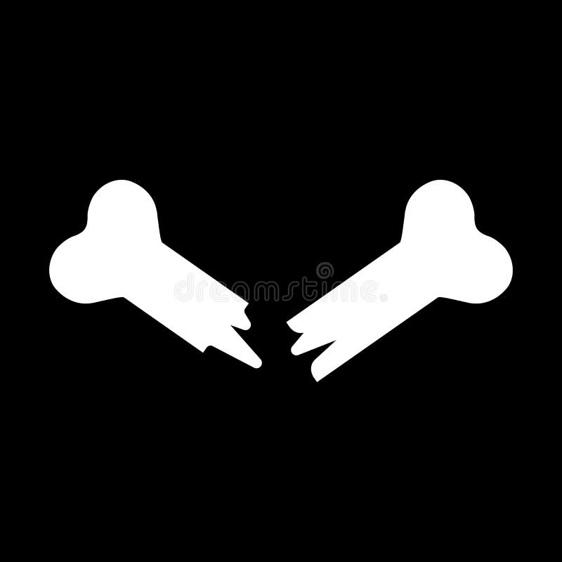 Bone Fracture Icon on Black Background. Solid Flat Bone Icon. Stock ...