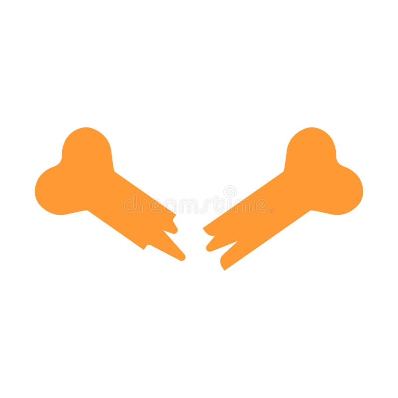 Bone Fracture Icon on White Background. Solid Flat Bone Icon Stock ...