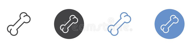Bone Icon Flat Set in Black and White Color Stock Vector - Illustration ...