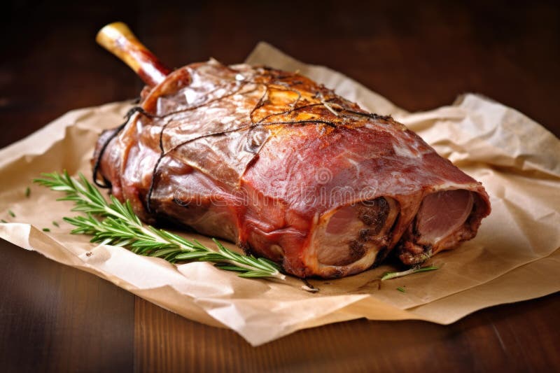 Bone-in Lamb Shoulder with Rub on Parchment Paper Stock Photo - Image ...