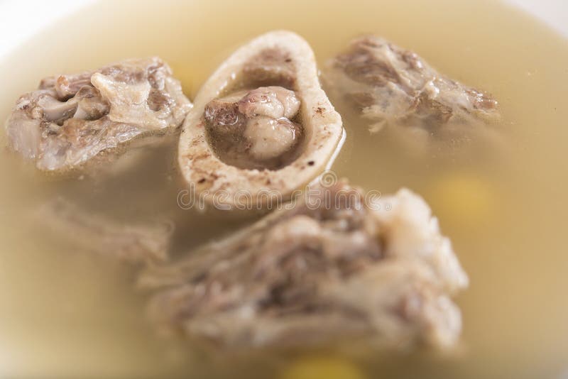 Bone Marrow Soup, Served in a White Bowl, Light Background, Isolated ...
