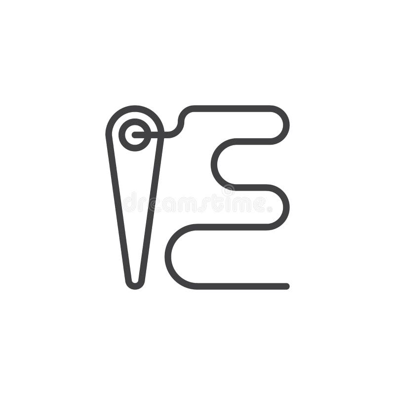 Bone Needle with Thread Filled Outline Icon Stock Vector - Illustration ...