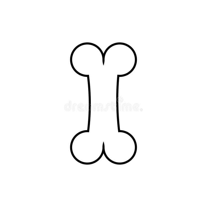 Bone Shape Icon. Skeleton Element Vector. Simple Black Contour. Dog ...