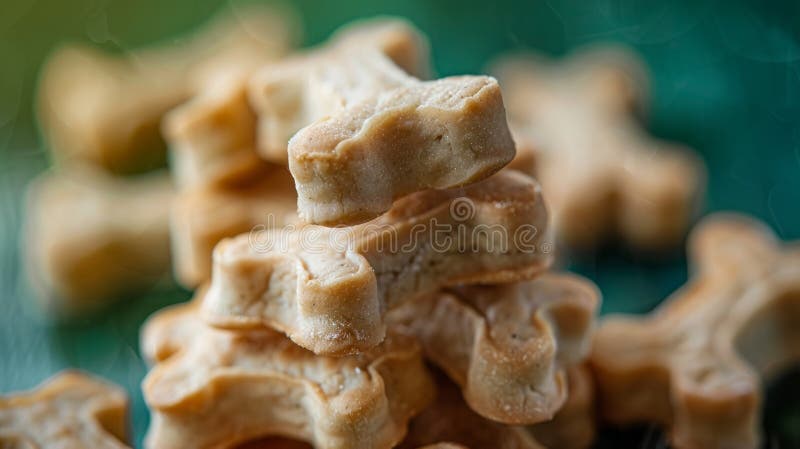 Bone-shaped Dog Treats Stacked on a Green Surface. Stock Photo - Image ...