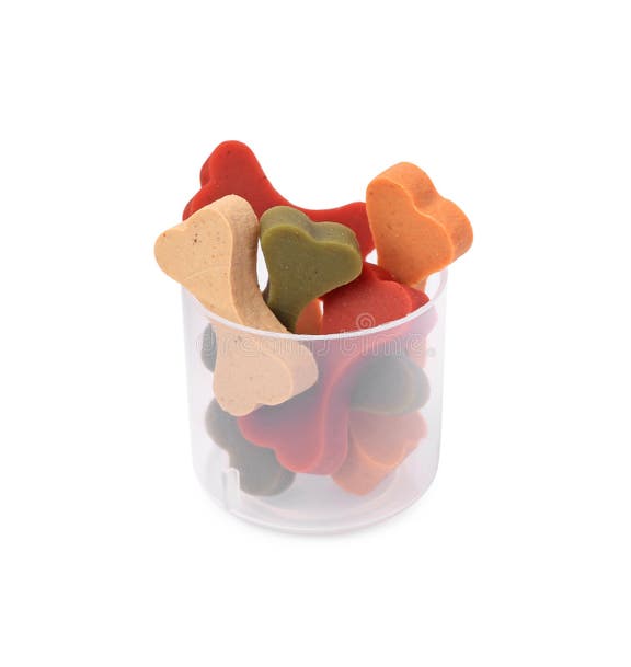 Bone Shaped Vitamins for Pets in Plastic Container Isolated on White ...