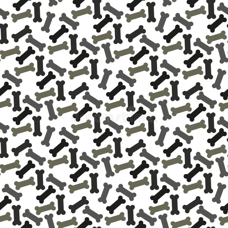 Bone Silhouette Vector Seamless Pattern. Black and White Print Stock ...