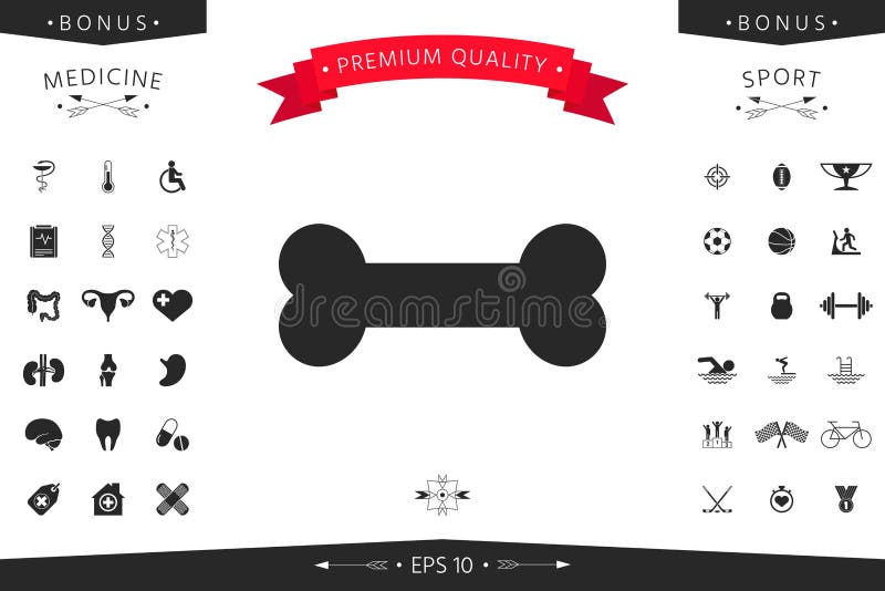 Bone symbol icon stock vector. Illustration of symbol - 114891277