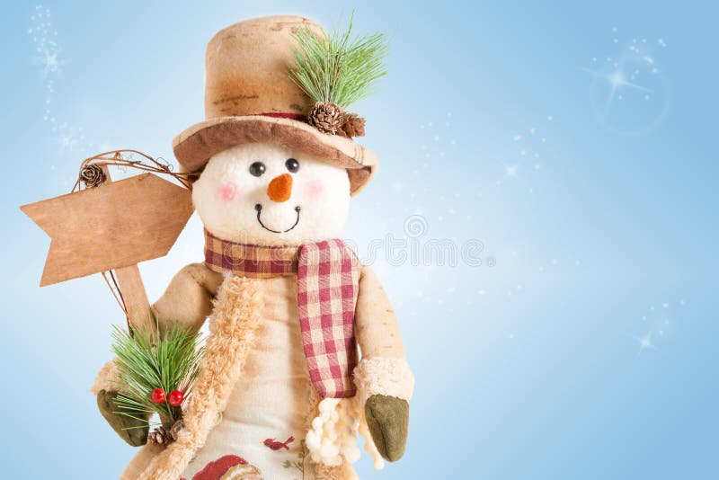 Boneco De Neve Que Guarda O Sinal Vazio Da Seta Foto de Stock - Imagem ...
