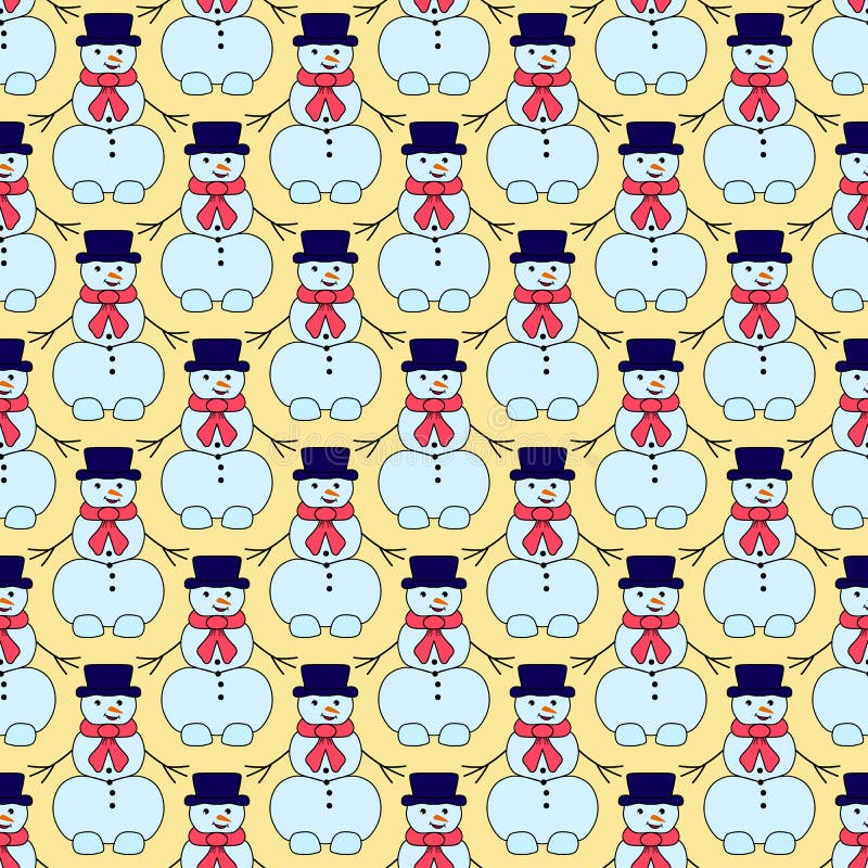 Bonecos De Neve Bonitos No Fundo Da Cor Ilustração do Vetor ...