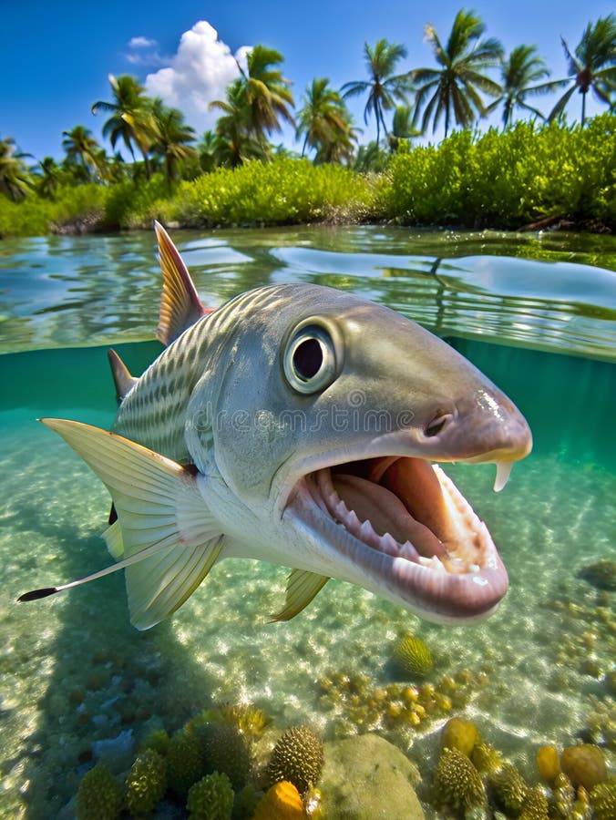Bonefish Fish Laughs Jungle Stock Illustration - Illustration of nature ...