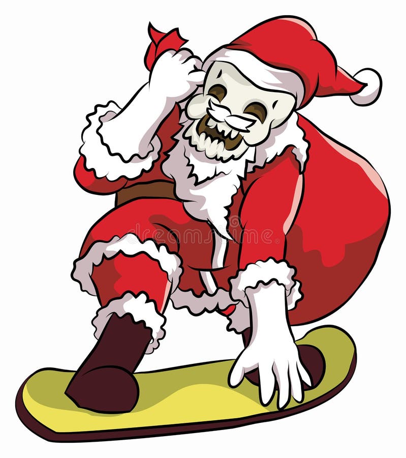 Santa snowboarding stock illustration. Illustration of christmas - 80009437