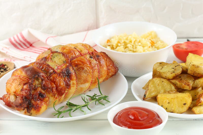 Boneless Meat Roulade on the Table. Delicious Food in the Restaurant ...