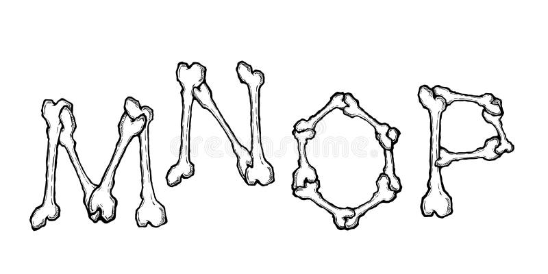 Bones Alphabet. Vector Illustration in Cartoon Style on White ...