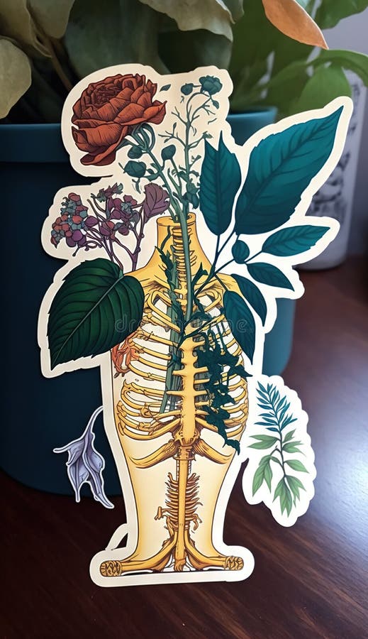 Bones and Botany Sticker Generative AI Stock Illustration ...