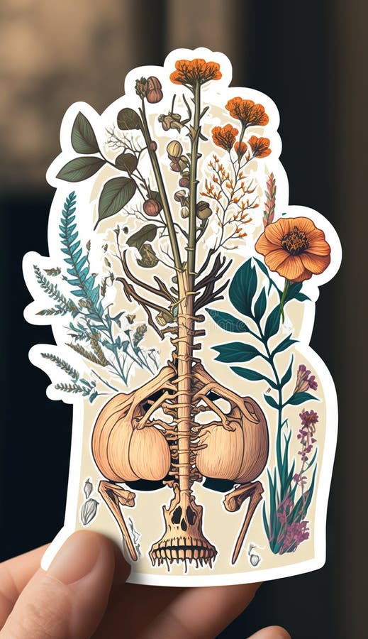 Bones and Botany Sticker Generative AI Stock Photo - Image of design ...