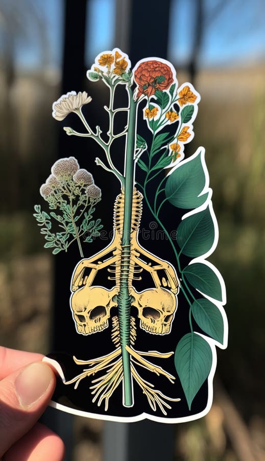 Bones and Botany Sticker Generative AI Stock Illustration ...