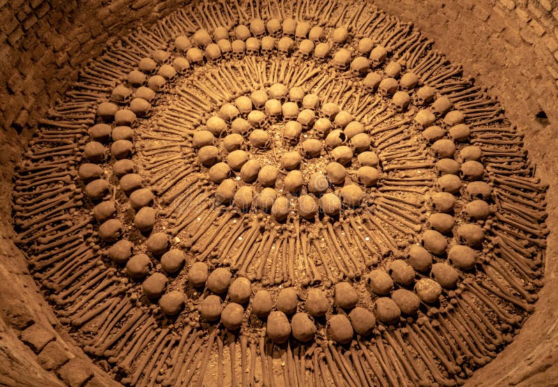 Bones Displayed in a Circular Arrangement within the Catacombs of Saint ...