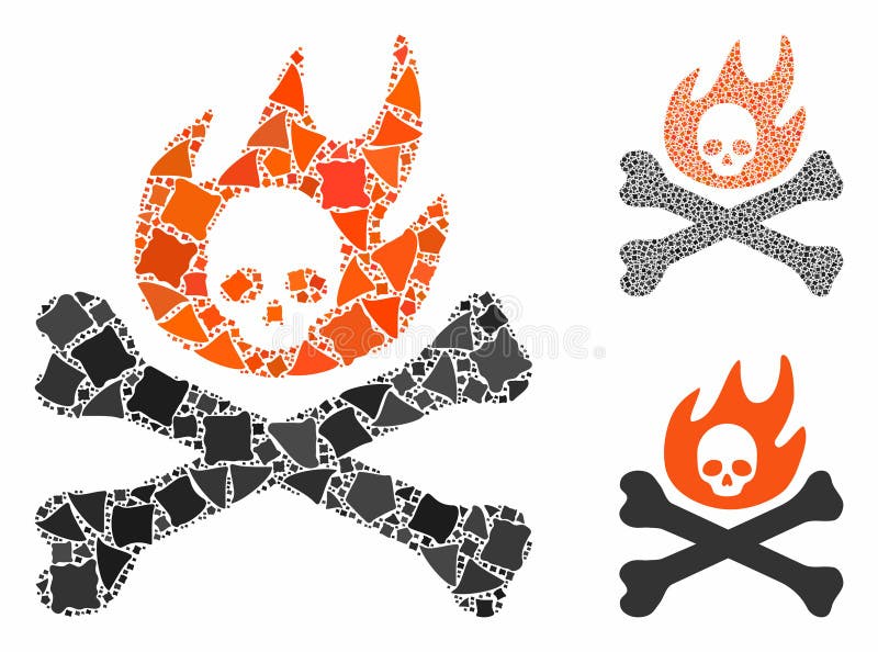 Bones Fire Mosaic Icon of Unequal Pieces Stock Illustration ...