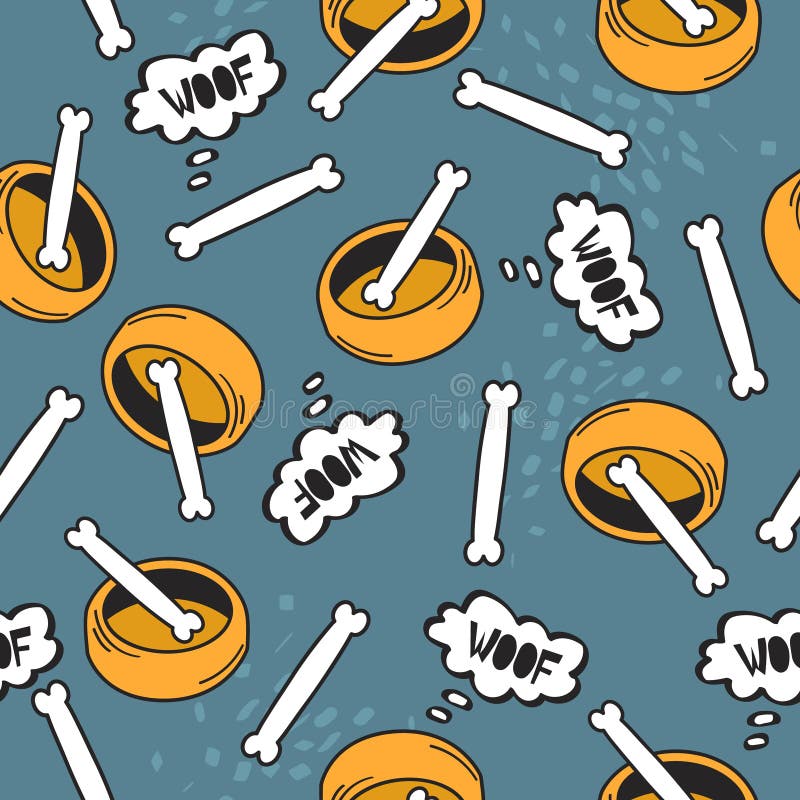 Colorful Seamless Pattern, Bones. Decorative Background, Funny Dog Food Stock Vector ...