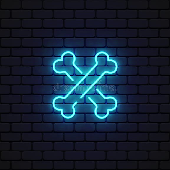 Bones Neon Icon on Black Background. Vector Illustration Stock Vector ...