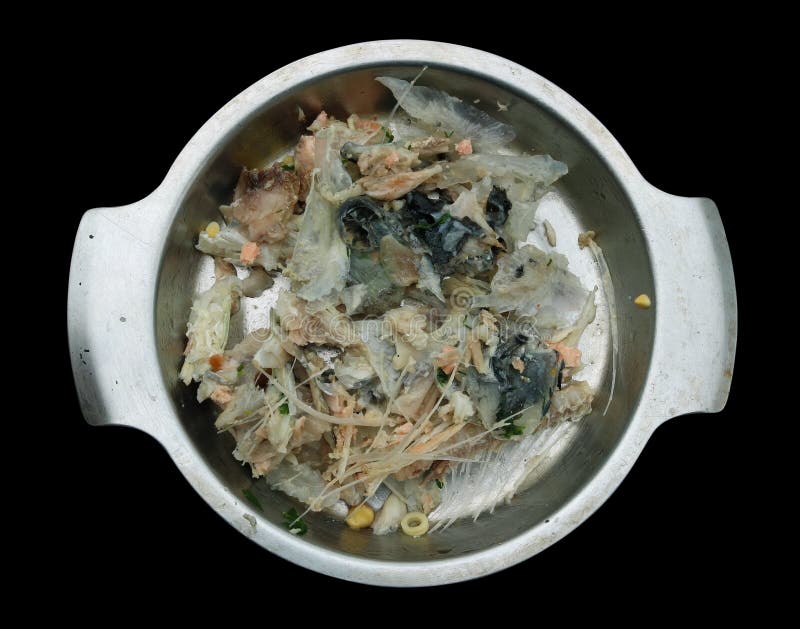 Bones and Scraps from Boiled Fish Isolated Stock Image - Image of dish ...