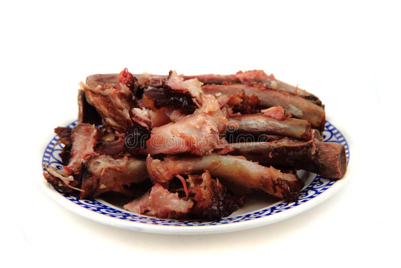 Bones from smoked pig ribs stock photo. Image of meal - 66042370