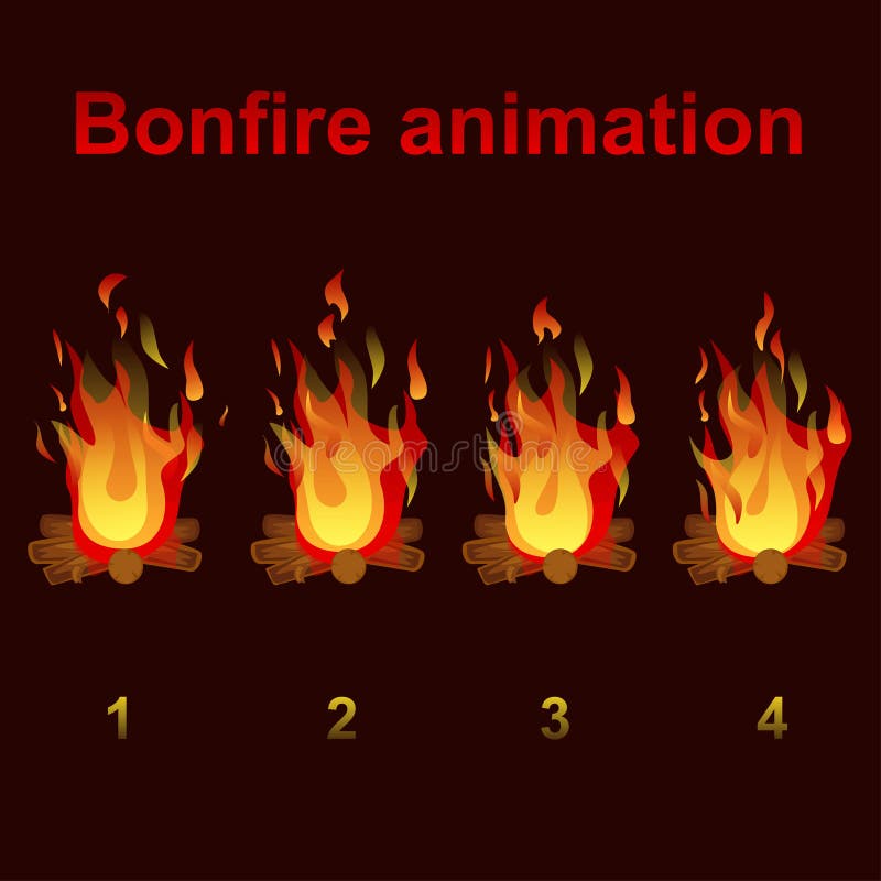Bonfire Animation Sprites, for Game Design Stock Vector - Illustration ...