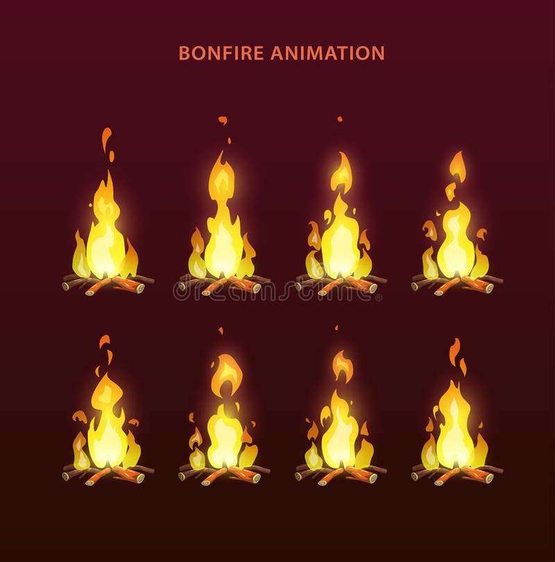Bonfire animation sprites stock vector. Illustration of fire - 80024223