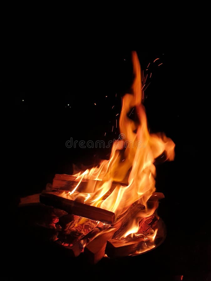 Bonfire and BBQ at the Night Stock Photo - Image of darkness, font ...