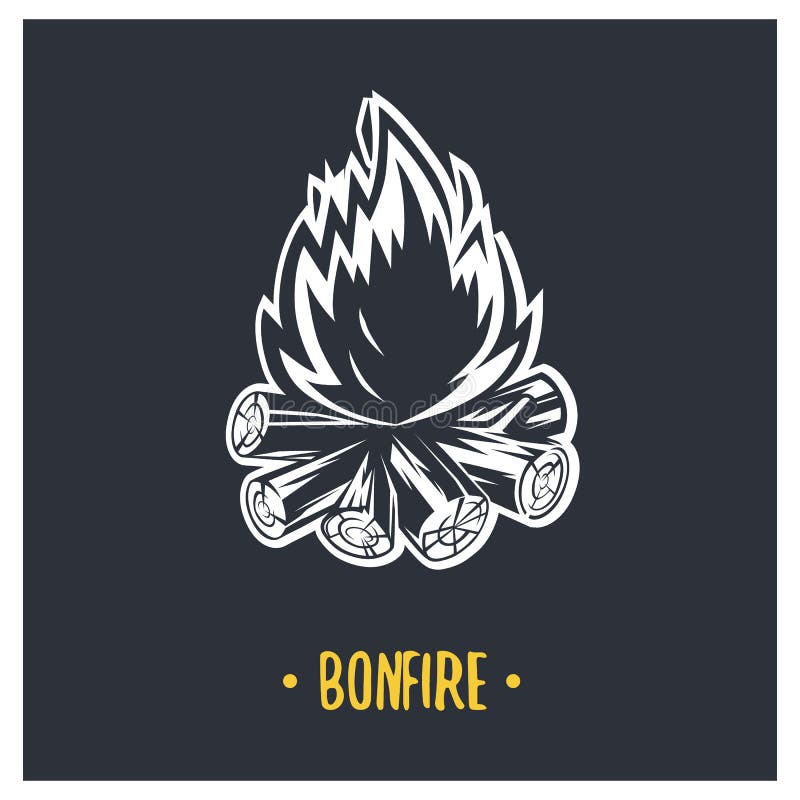 Bonfire. Black and White Illustration. Stock Vector - Illustration of ...